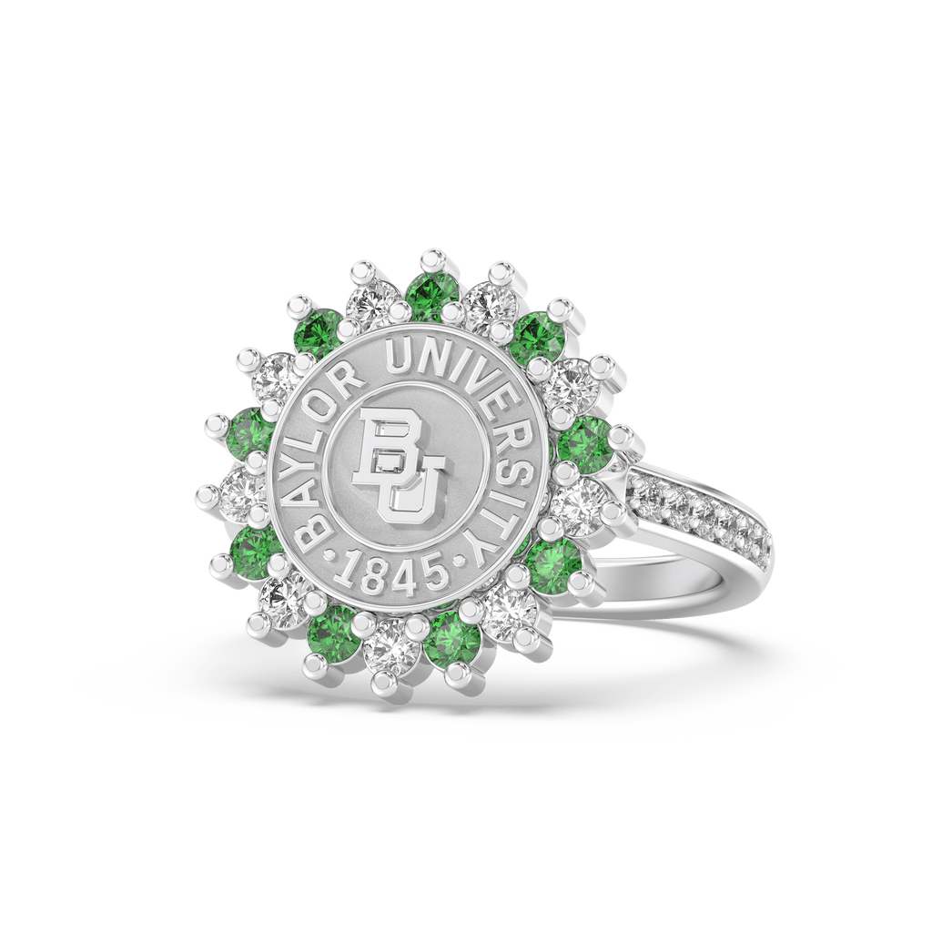 245 Prestige Baylor University Ring BU Seal Platinum Silver